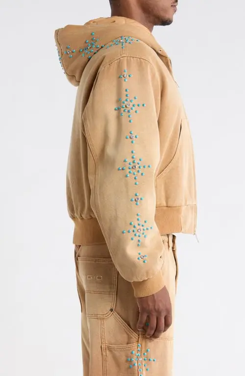 NOTHING GROWS OVERNIGHT Cotton Canvas Hooded Jacket