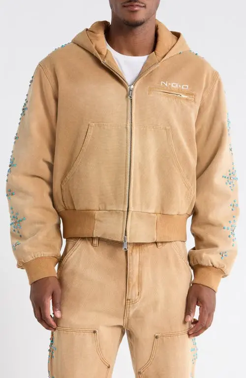 NOTHING GROWS OVERNIGHT Cotton Canvas Hooded Jacket