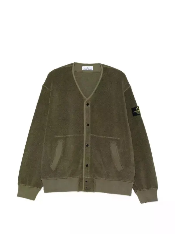 Stone Island Organic Cotton And Nylon Terry Fleece Cardigan - Green
