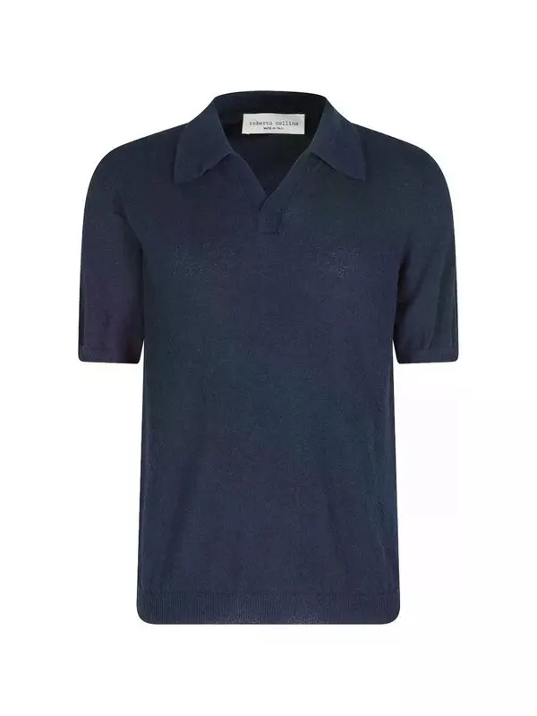 ROBERTO COLLINA Spread-collar T-shirt - Blue