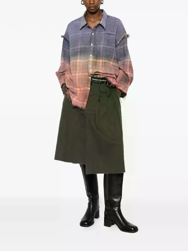 R13 Reversible Frayed Check Shirt