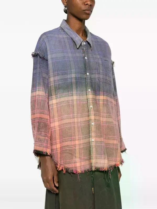 R13 Reversible Frayed Check Shirt