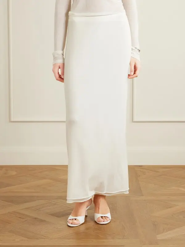 COLLEEN ALLEN Stretch Tencel Modal, Silk And Cashmere-blend Maxi Skirt - Neutrals