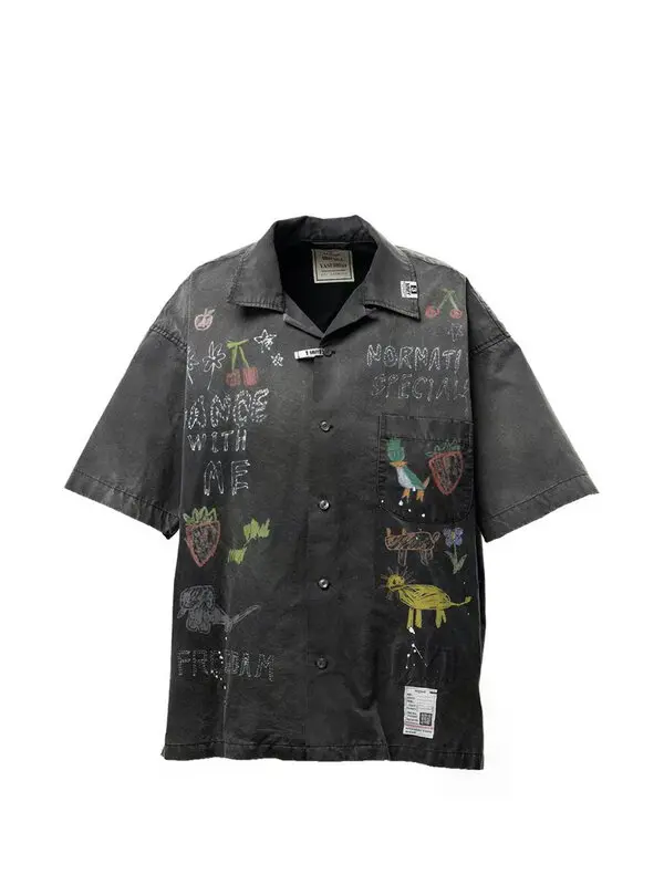 Mihara Yasuhiro Hand Drawing Print Shirt - Black