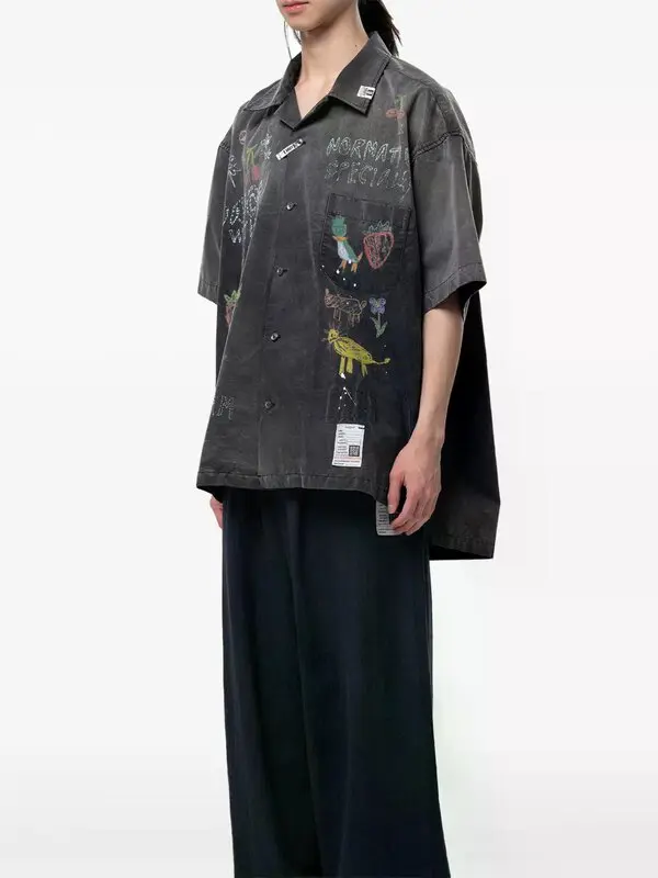 Mihara Yasuhiro Hand Drawing Print Shirt - Black