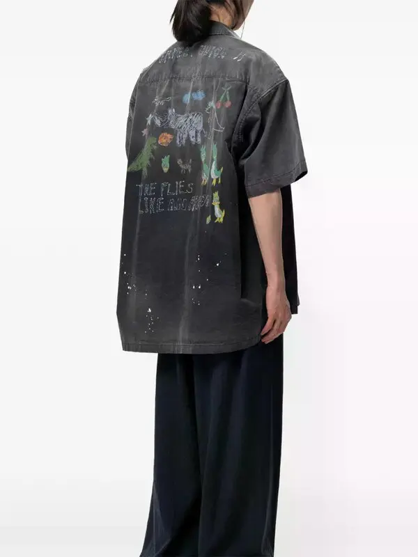 Mihara Yasuhiro Hand Drawing Print Shirt - Black
