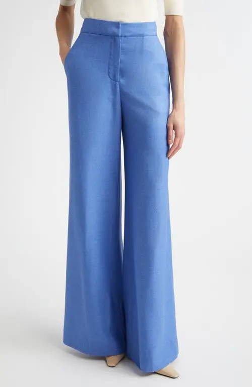 St. John Silk And Wool Wide Leg Trousers - Periwinkle