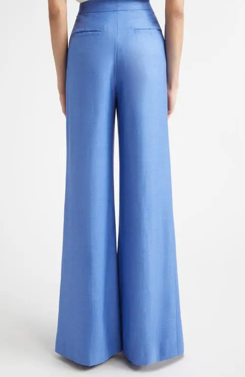St. John Silk And Wool Wide Leg Trousers - Periwinkle