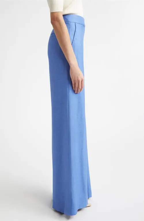 St. John Silk And Wool Wide Leg Trousers - Periwinkle