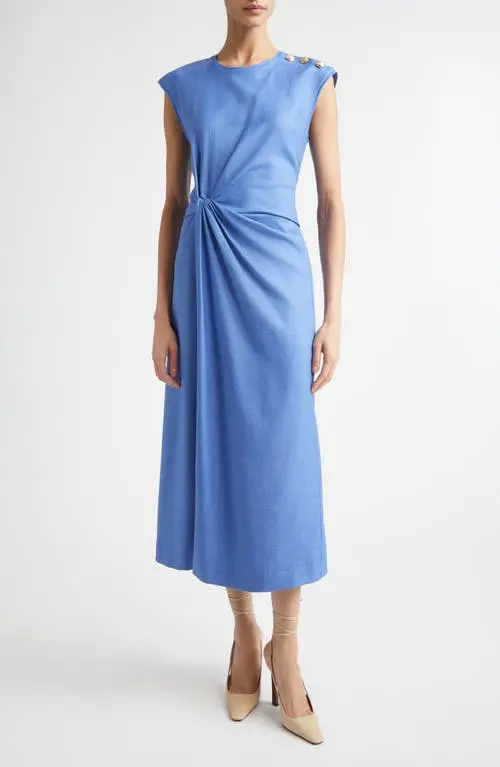 St. John Twisted Bodice Cap-sleeve Dress - Periwinkle
