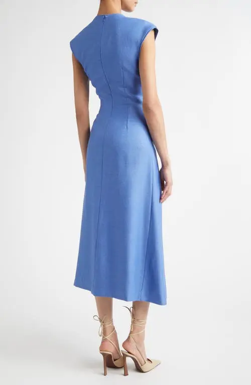St. John Twisted Bodice Cap-sleeve Dress - Periwinkle