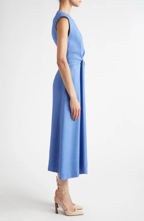 St. John Twisted Bodice Cap-sleeve Dress - Periwinkle