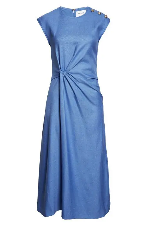 St. John Twisted Bodice Cap-sleeve Dress - Periwinkle