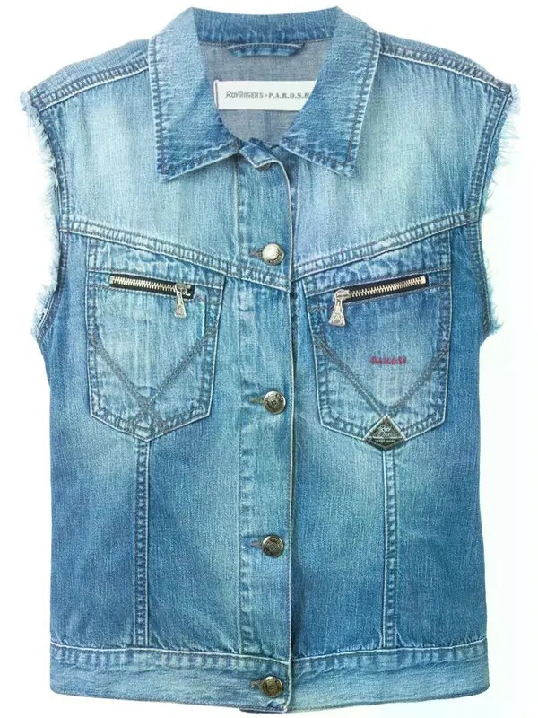 P.a.r.o.s.h Embroidered Denim Vest - Blue