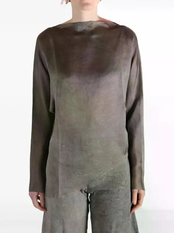 CORTANA Asymmetric Long-sleeve Top - Grey