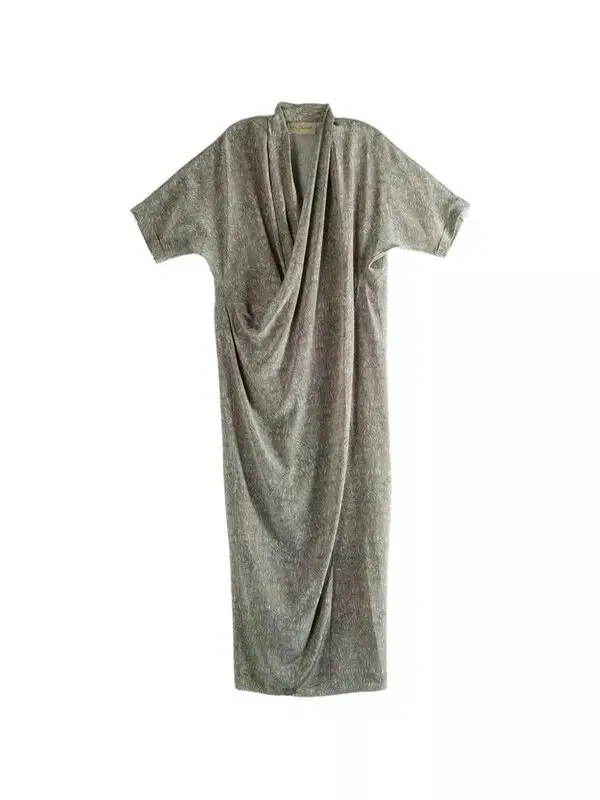 CORTANA Draped V-neck Maxi Dress - Grey