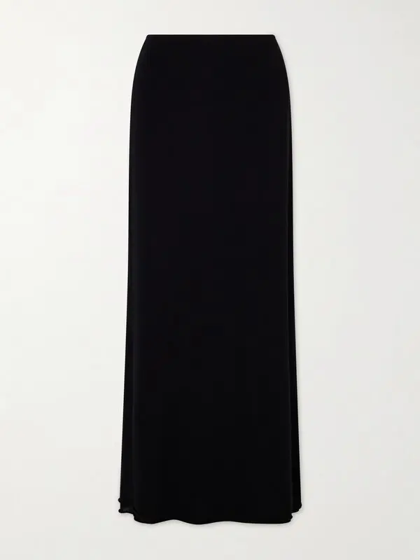 COLLEEN ALLEN Stretch Tencel Modal Silk And Cashmere-blend Maxi Skirt - Black