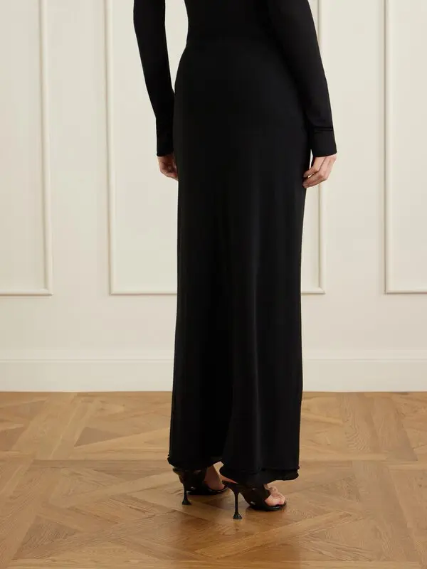 COLLEEN ALLEN Stretch Tencel Modal Silk And Cashmere-blend Maxi Skirt - Black