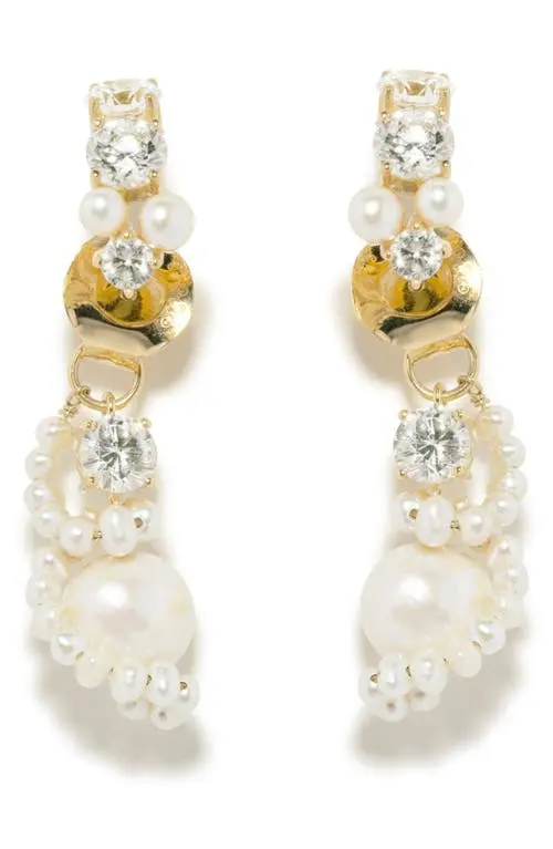 Completedworks Freshwater Pearl And Zirconia Drop Earrings - Gold