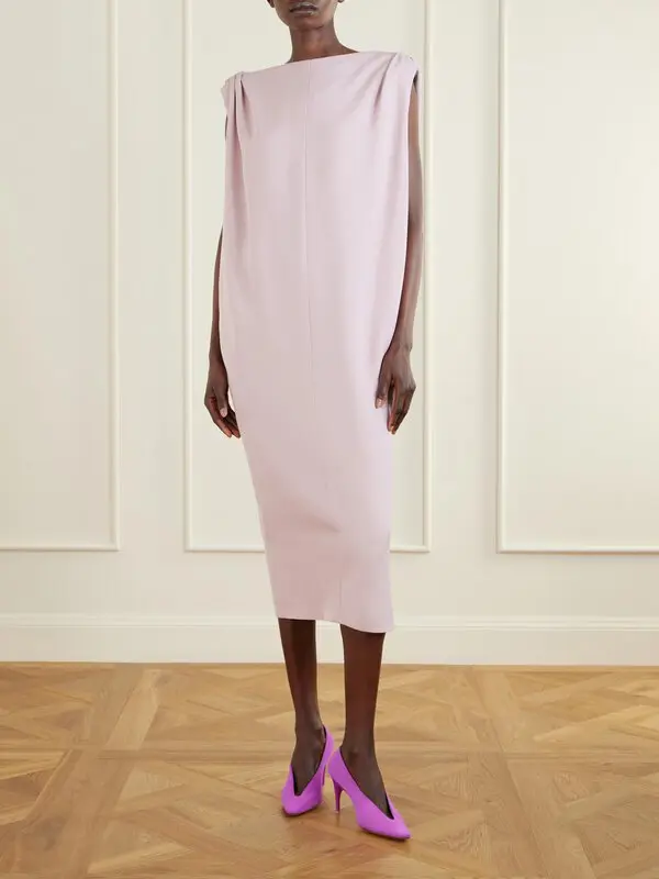Balenciaga Sack Silk And Wool-blend Cady Midi Dress - Pink