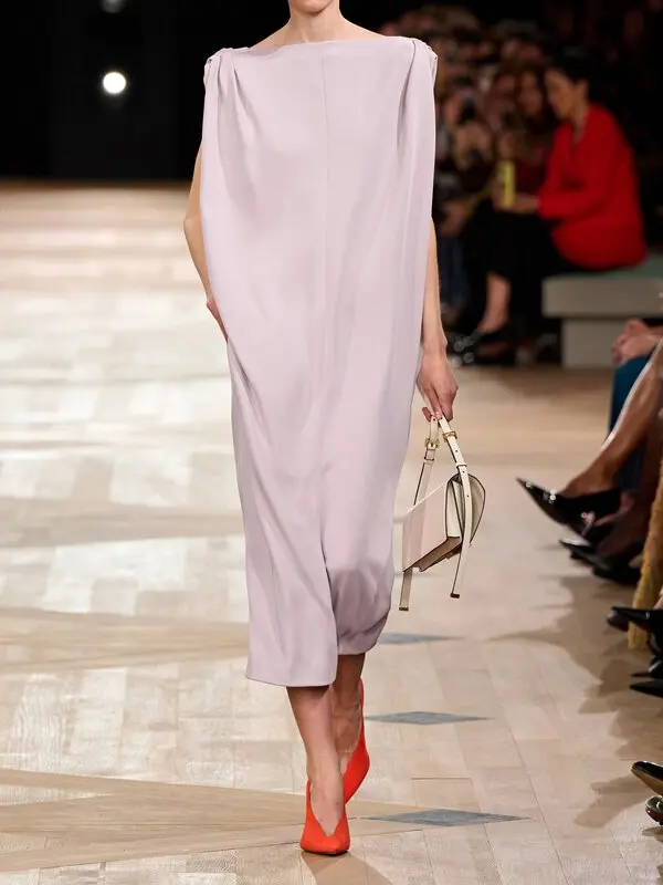 Balenciaga Sack Silk And Wool-blend Cady Midi Dress - Pink