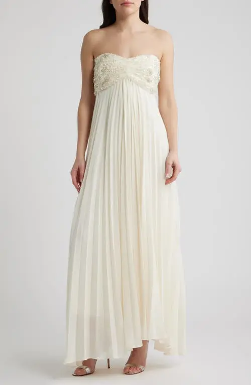 DELFI COLLECTIVE Sabrina Embellished Strapless Gown - Cream