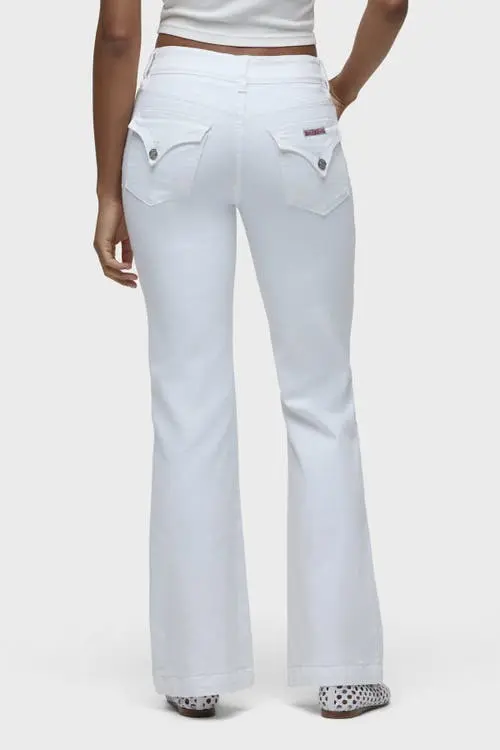 Hudson Jeans Dana Flap Pocket Flare Jeans - White