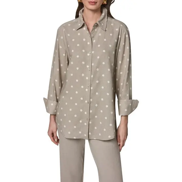 Donna Karan New York Long Sleeve Linen Blend Shirt - Sandstn Di