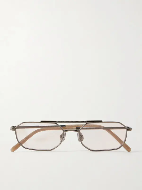 Brunello Cucinelli Aviator-style Titanium Optical Glasses - Gray