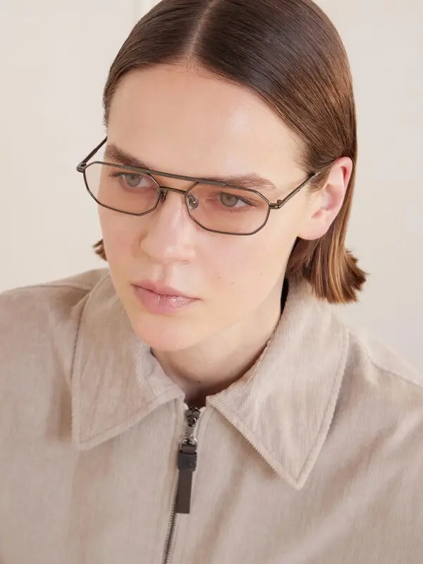 Brunello Cucinelli Aviator-style Titanium Optical Glasses - Gray