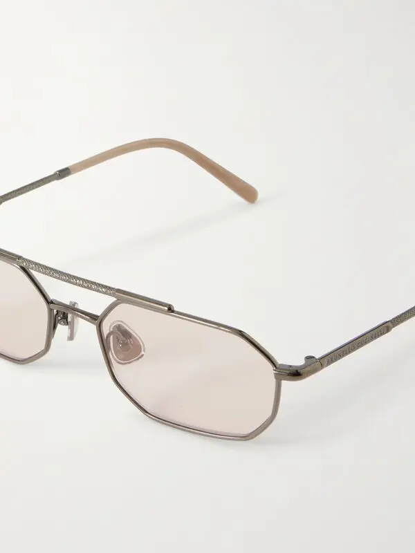 Brunello Cucinelli Aviator-style Titanium Optical Glasses - Gray