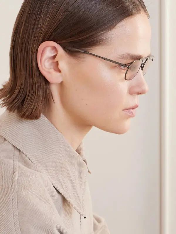 Brunello Cucinelli Aviator-style Titanium Optical Glasses - Gray