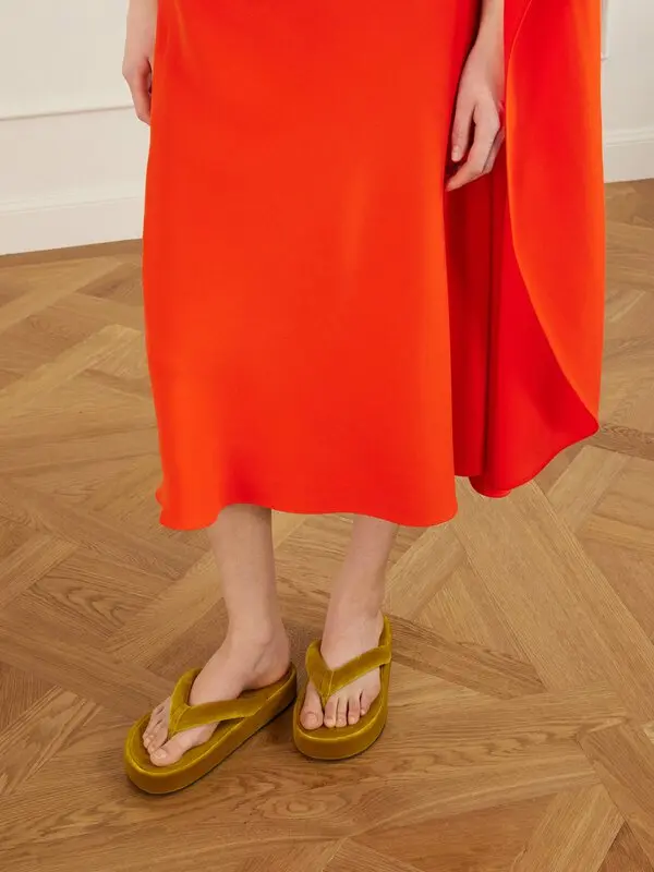 Balenciaga Jet Lag Velvet Thong Sandals