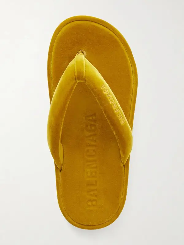 Balenciaga Jet Lag Velvet Thong Sandals
