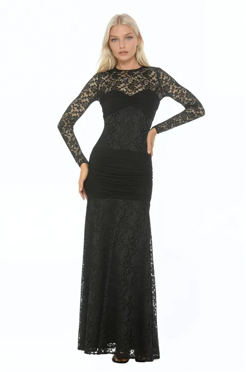 ALEXIA ADMOR Nova Long Sleeve Ruched Dress - Black