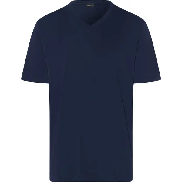Hanro Night And Day Cotton And Tencel V-neck T-shirt - Deep Navy