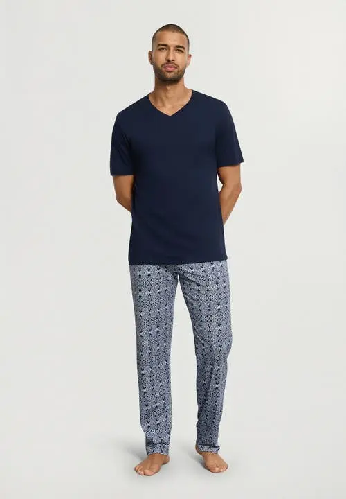 Hanro Night And Day Cotton And Tencel V-neck T-shirt - Deep Navy