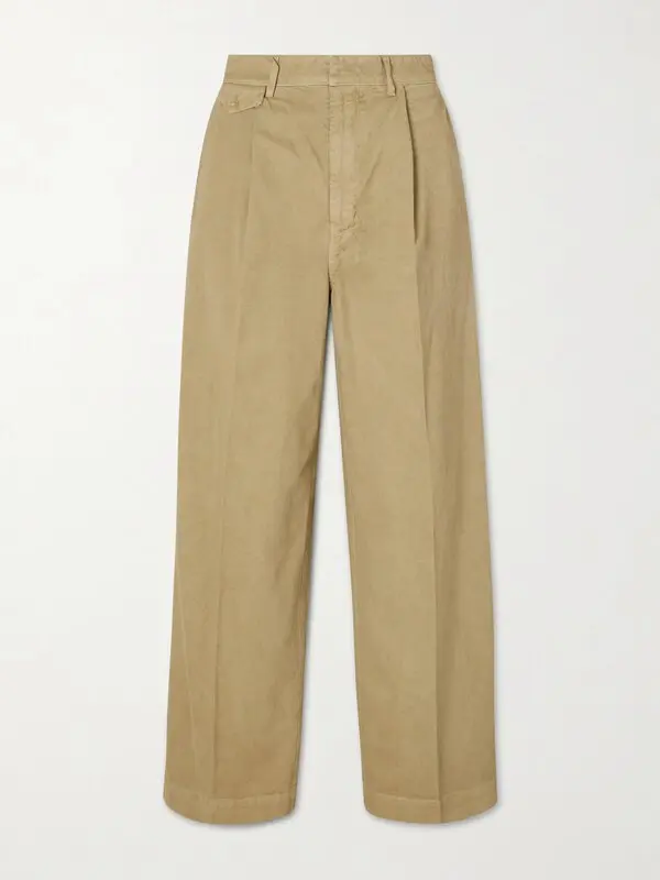 Auralee Garment-dyed Cotton-twill Wide-leg Pants - Neutrals