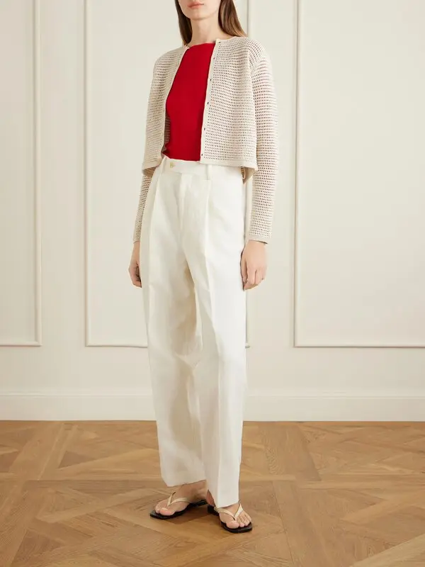 Auralee Tussah Crocheted Silk And Cotton-blend Cardigan