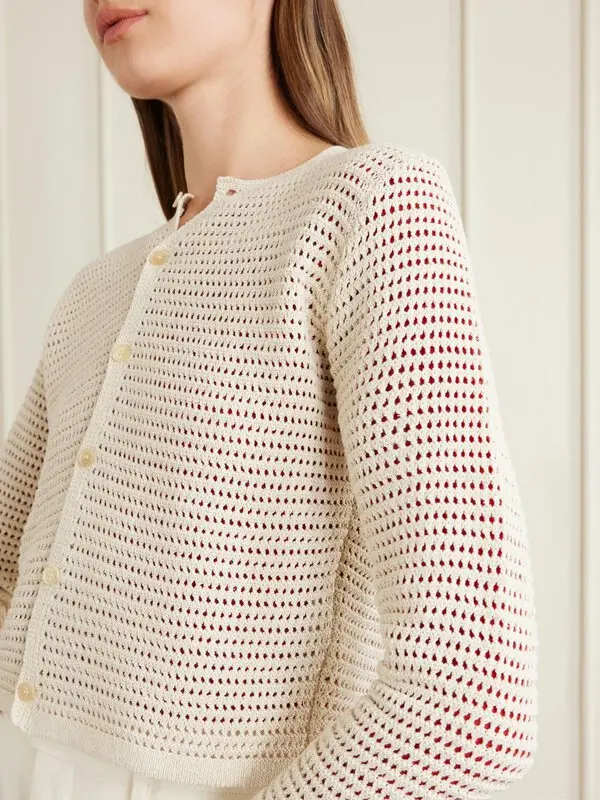 Auralee Tussah Crocheted Silk And Cotton-blend Cardigan