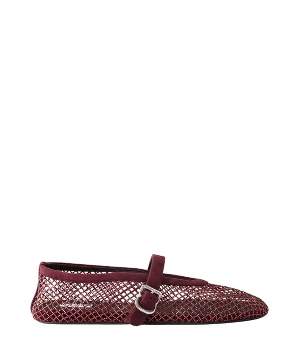 Alaïa Patent Leather-trimmed Mesh Ballet Flats - Burgundy