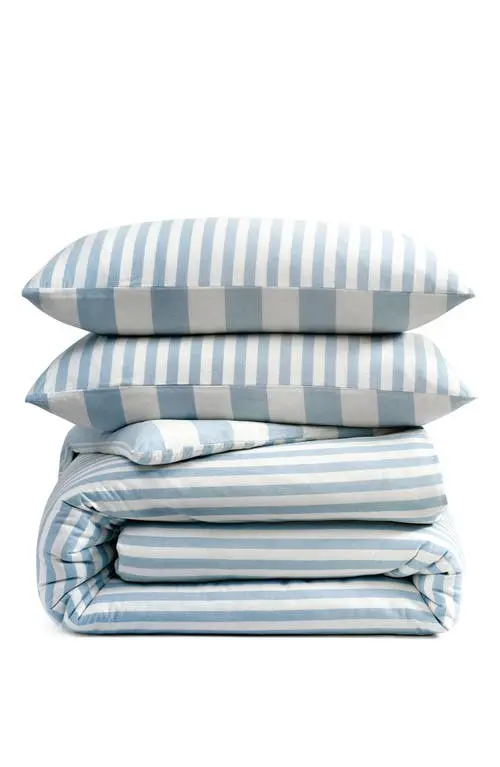 Dkny Reversible Vintage Stripe Washed Cotton Comforter & Sham Set - Blue