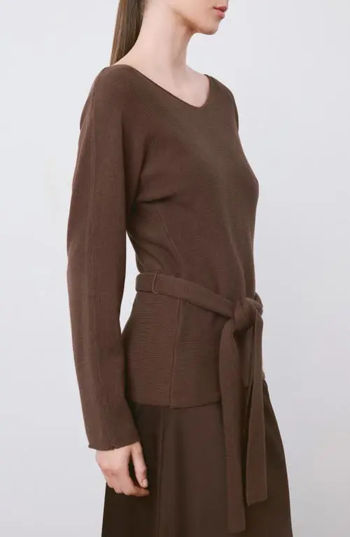 Mango Long Sleeve Belted Cotton Sweater