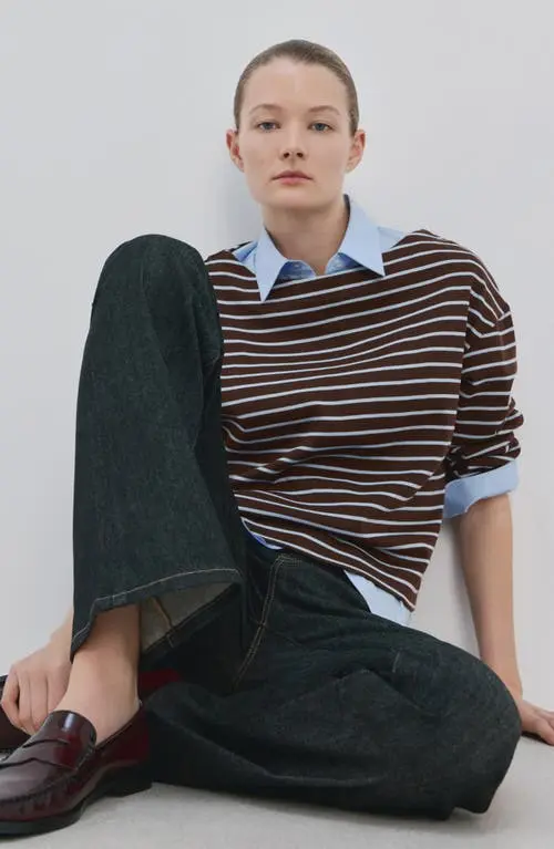 Mango Stripe Boatneck Sweatshirt