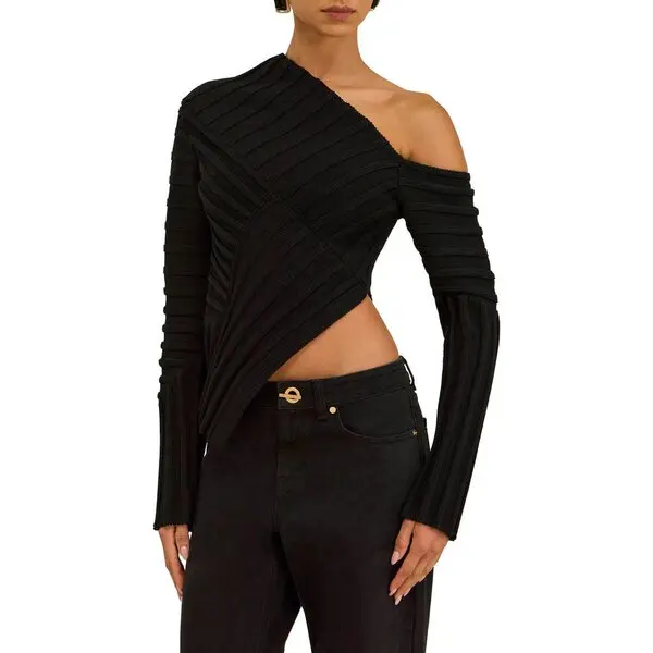 Cult Gaia Jaidan Asymmetric Ribbed Top
