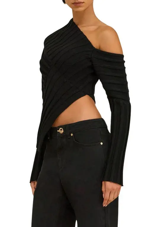 Cult Gaia Jaidan Asymmetric Ribbed Top