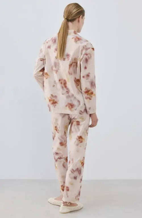 Mango Watercolor Print Cotton Pajama Pants - Brown