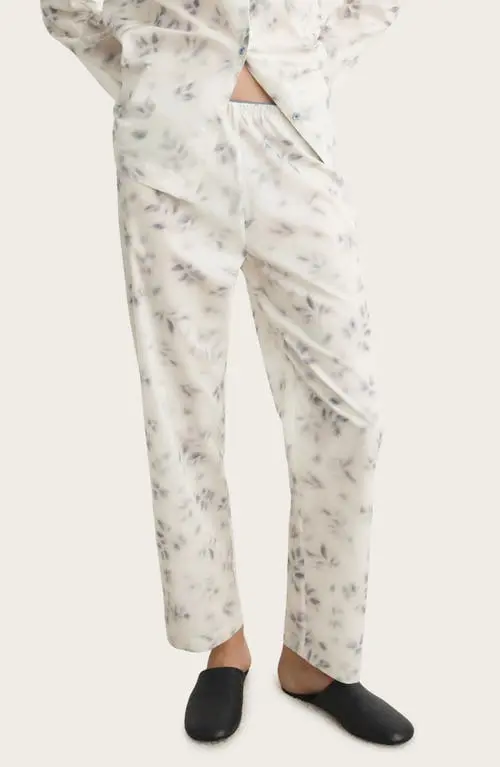 Mango Watercolor Print Cotton Pajama Pants - Ink Blue