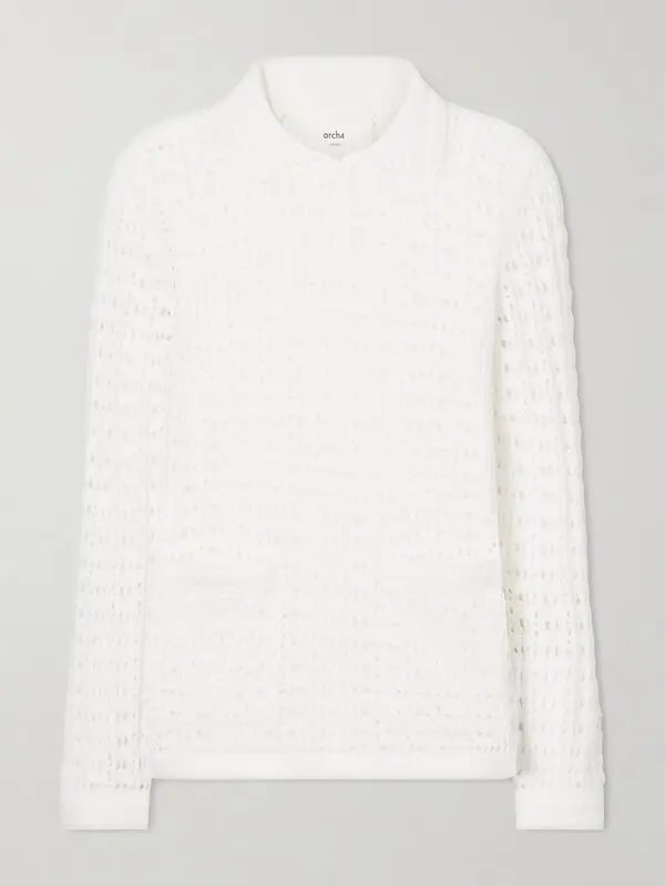 Arch4 Sunny" Crocheted Cotton Sweater - White