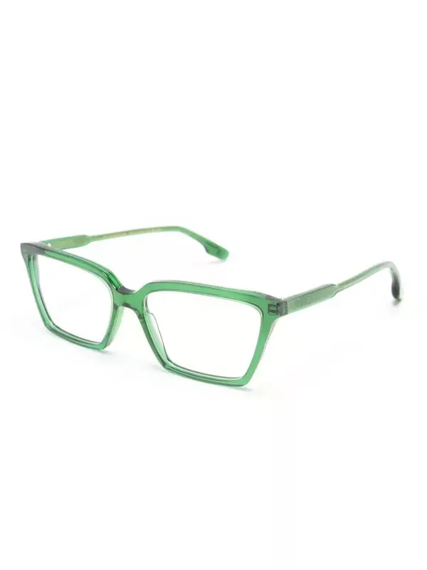 Victoria Beckham Logo-print Square-frame Eyeglasses - Green